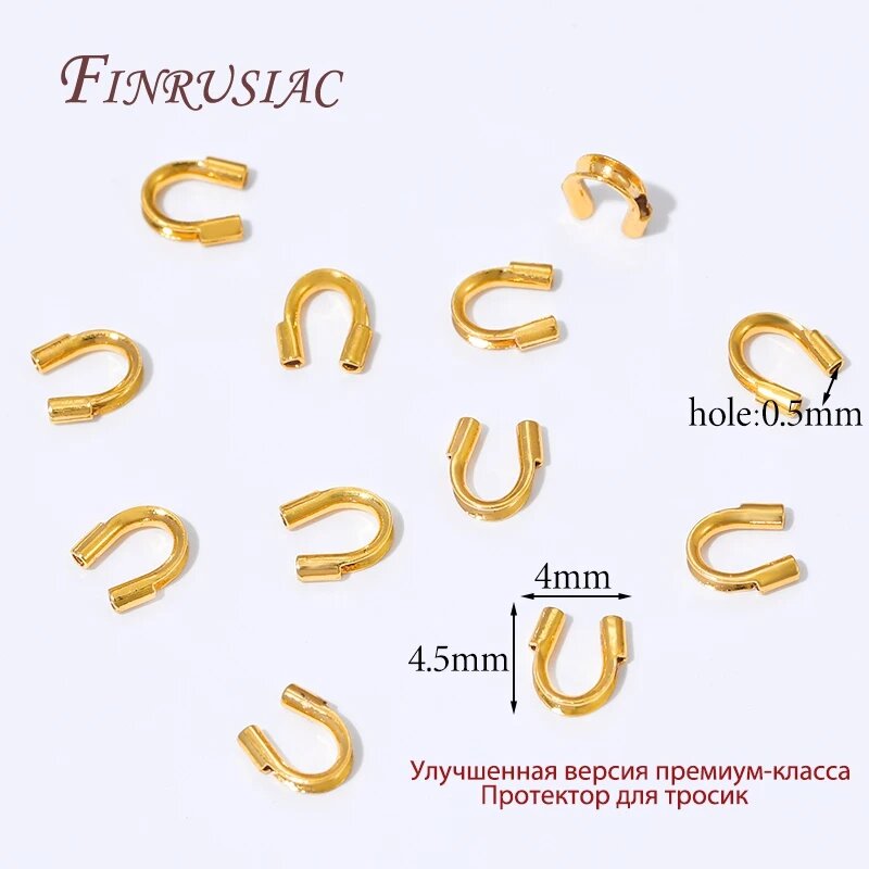 Защитные концевики для тросика FINRUSIAC, 18K позолота, 100 шт