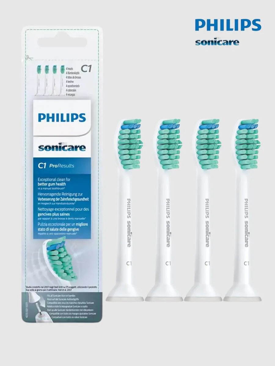 Philips sonicare насадки C1 HX6014/07, Превосходные характеристики, белый, 4 шт!