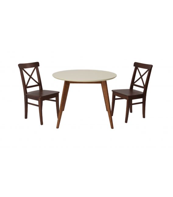 Стол Сканди К 100 орех/слоновая кость со стульями Ингольф орех