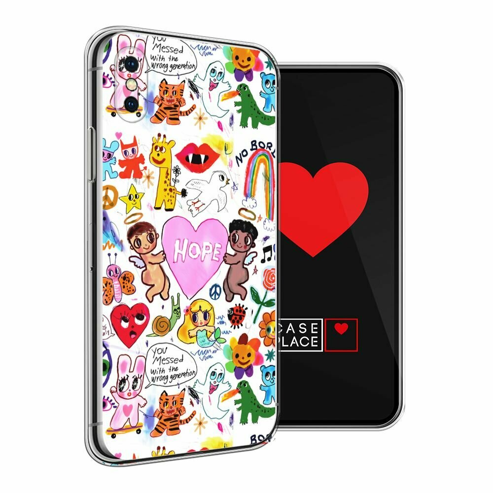 Чехол на Apple iPhone XS Max / Айфон XS Max с принтом "Милые рисунки" — фото 1