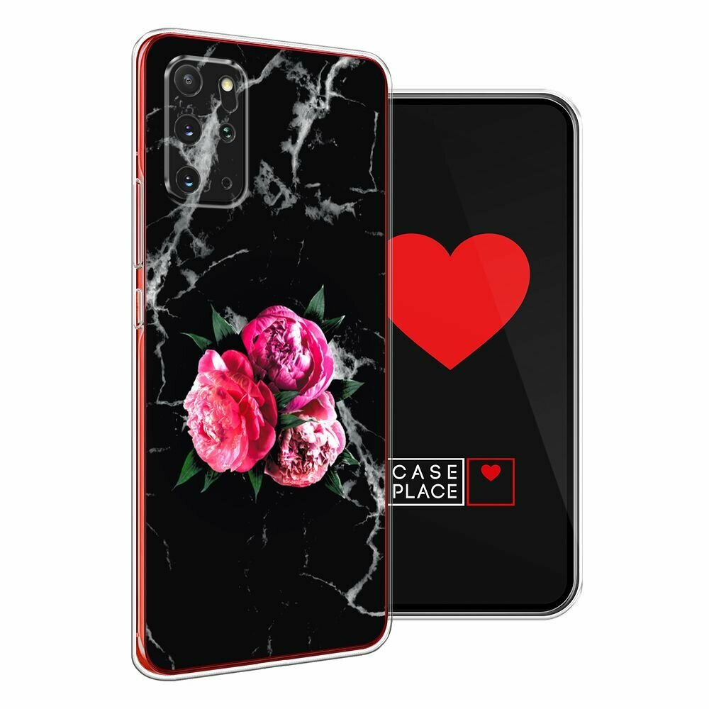 Чехол на Samsung Galaxy S20 + / Самсунг Галакси S20 Плюс с принтом "Букет на черном мраморе" — фото 1