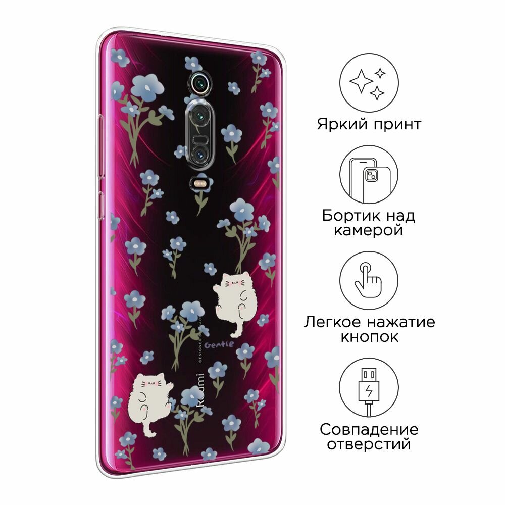 Чехол на Xiaomi Redmi K20/K20 Pro/Mi 9T/9T Pro / Сяоми Редми К20/K20 Pro/Mi 9T с принтом "Gentle cats", прозрачный — фото 1