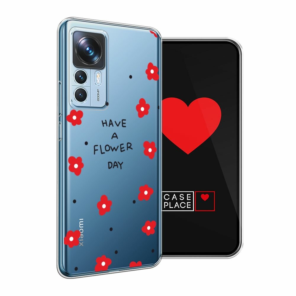 Чехол на Xiaomi 12T/12T Pro / Сяоми 12T/12T Про с принтом "Have a flower day 2", прозрачный — фото 1