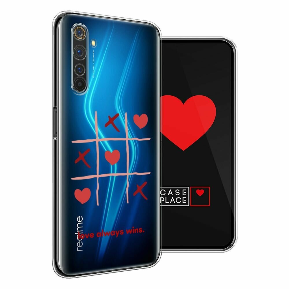 Чехол на Realme 6 Pro / Реалми 6 Про с принтом "love always wins - 14 февраля", прозрачный — фото 1
