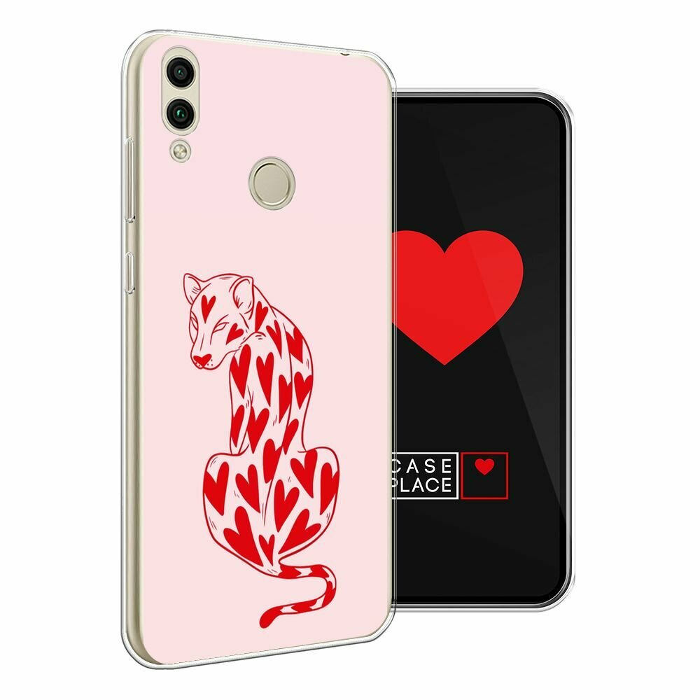 Чехол на Honor 8C / Хонор 8С с принтом "Heart panther 1 - 14 февраля" — фото 1