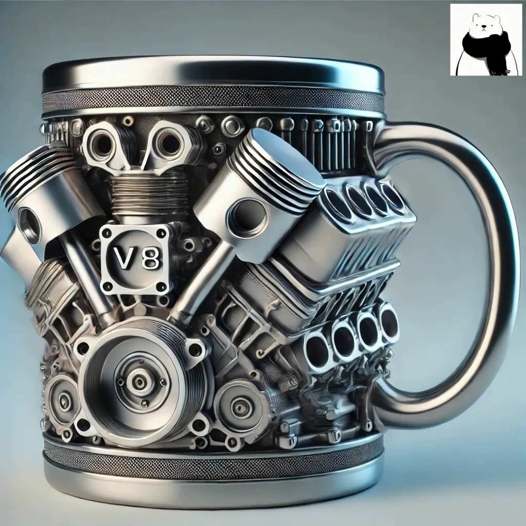 Кружка "V8 Engine", нержавеющая сталь, смола, с эффектом дополненной реальности, 400ml