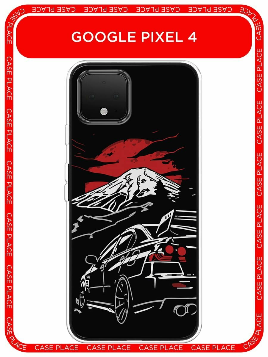 Чехол на Google Pixel 4 / Гугл Пиксель 4 с принтом "Машина в горах JDM"