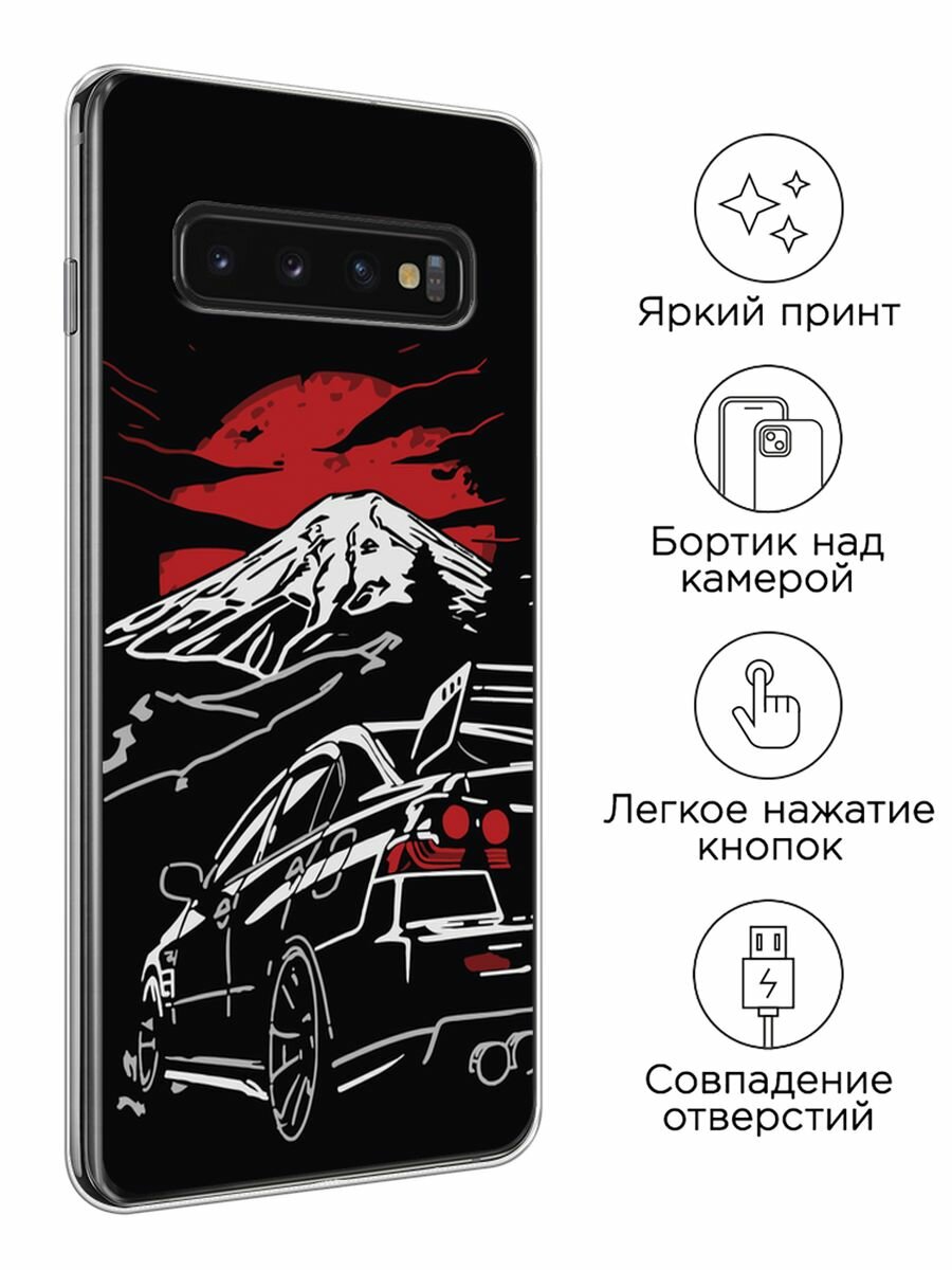 Чехол на Samsung Galaxy S10 + / Самсунг Галакси S10 Плюс с принтом "Машина в горах JDM" — фото 1