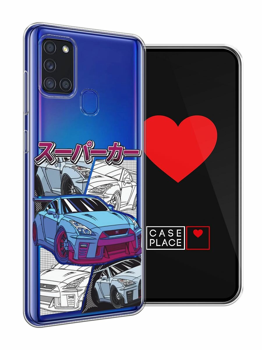 Чехол на Samsung Galaxy A21s / Самсунг Галакси A21s с принтом "JDM коллаж", прозрачный — фото 1