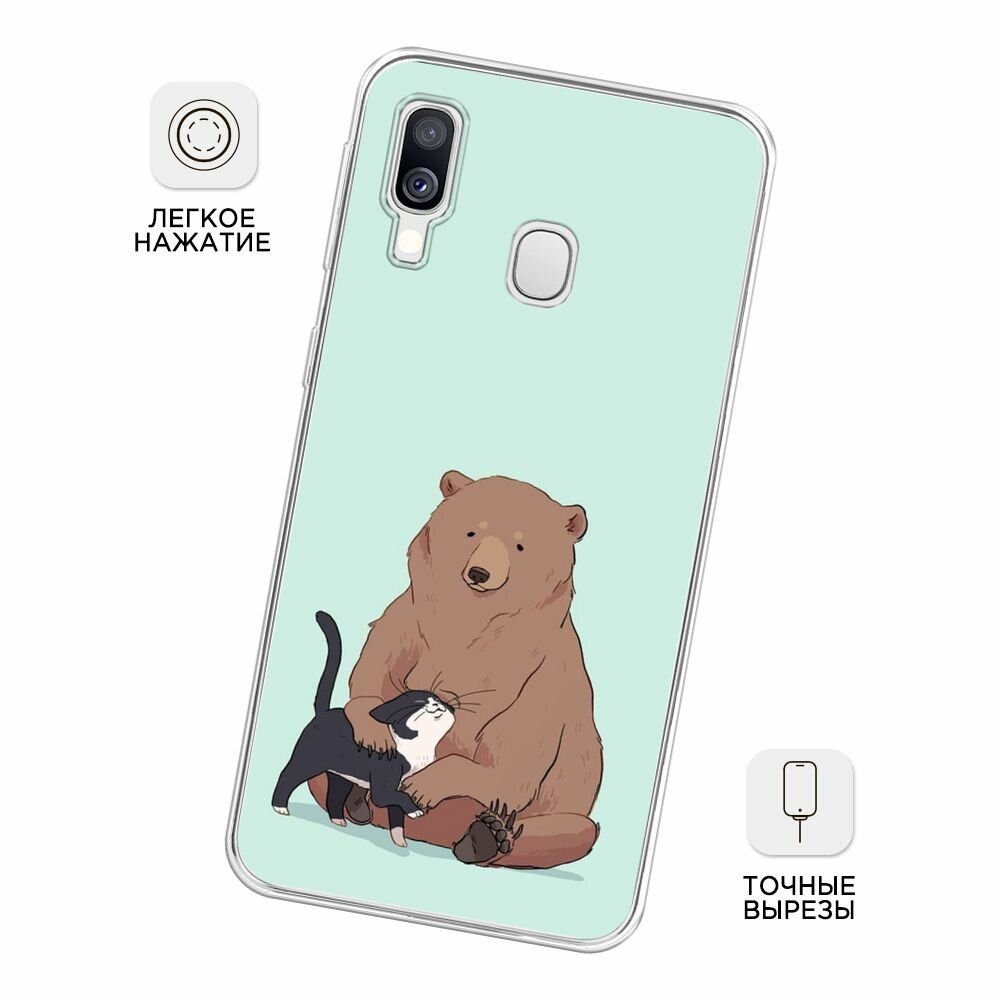 Чехол на Samsung Galaxy A40 / Самсунг Галакси А40 с принтом "Медведь и кошка дружба" — фото 1