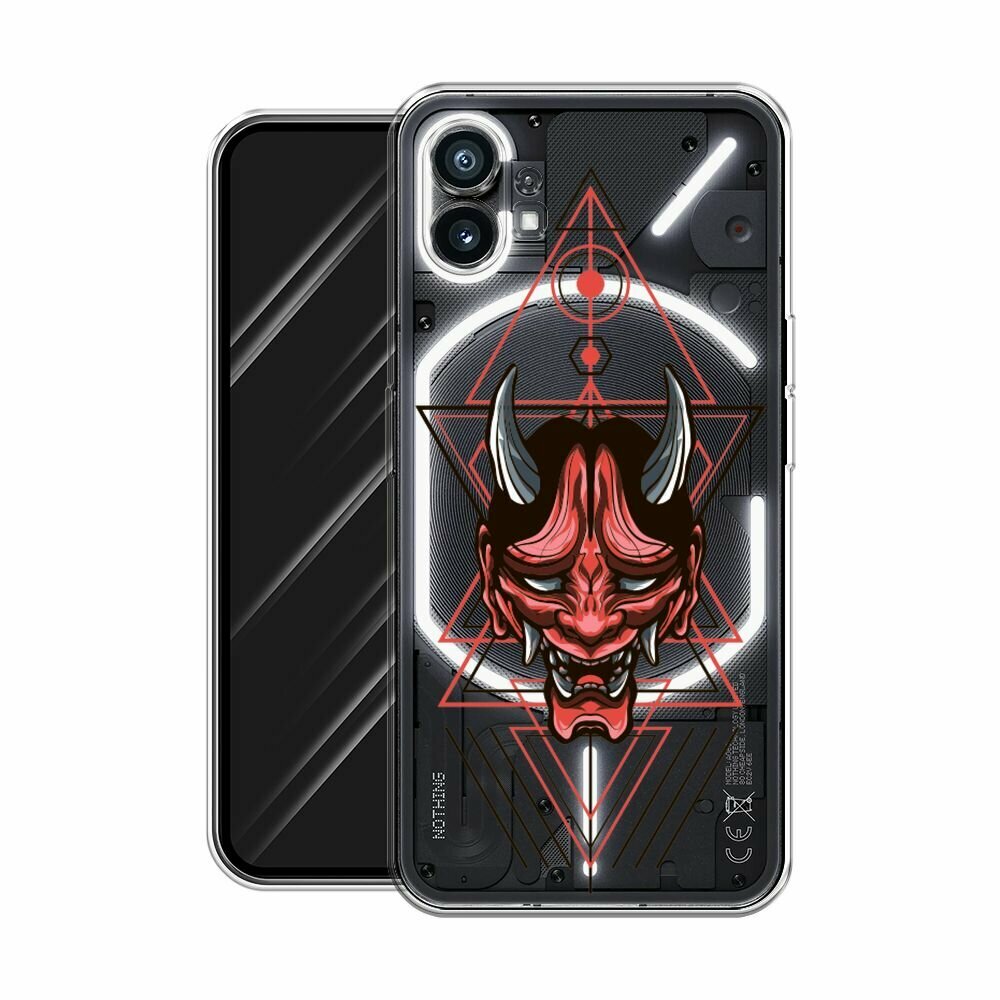 Чехол на Nothing Phone 1 / Нафинг Фон 1 с принтом Hanya Oni mask, прозрачный — фото 1