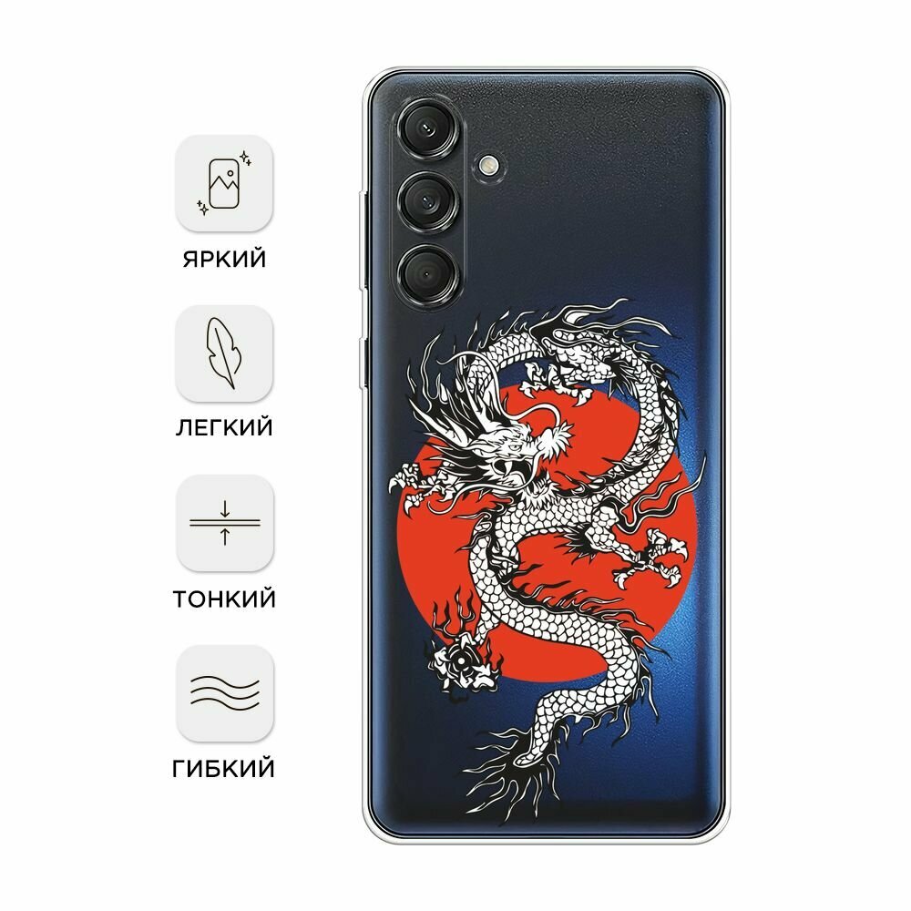 Чехол на Samsung Galaxy M55 / Самсунг M55 с принтом "Восходящий дракон", прозрачный — фото 1