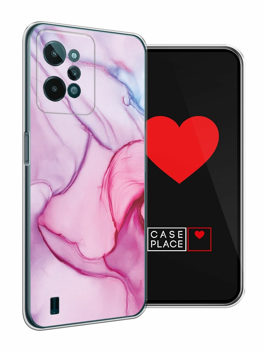 Чехол на Realme C31 / Реалми C31 с принтом "Розовые мраморные разводы" — фото 1