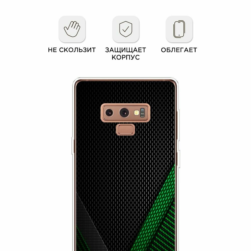 Чехол на Samsung Galaxy Note 9 / Самсунг Галакси Нот 9 с принтом "Зеленый карбон" — фото 1