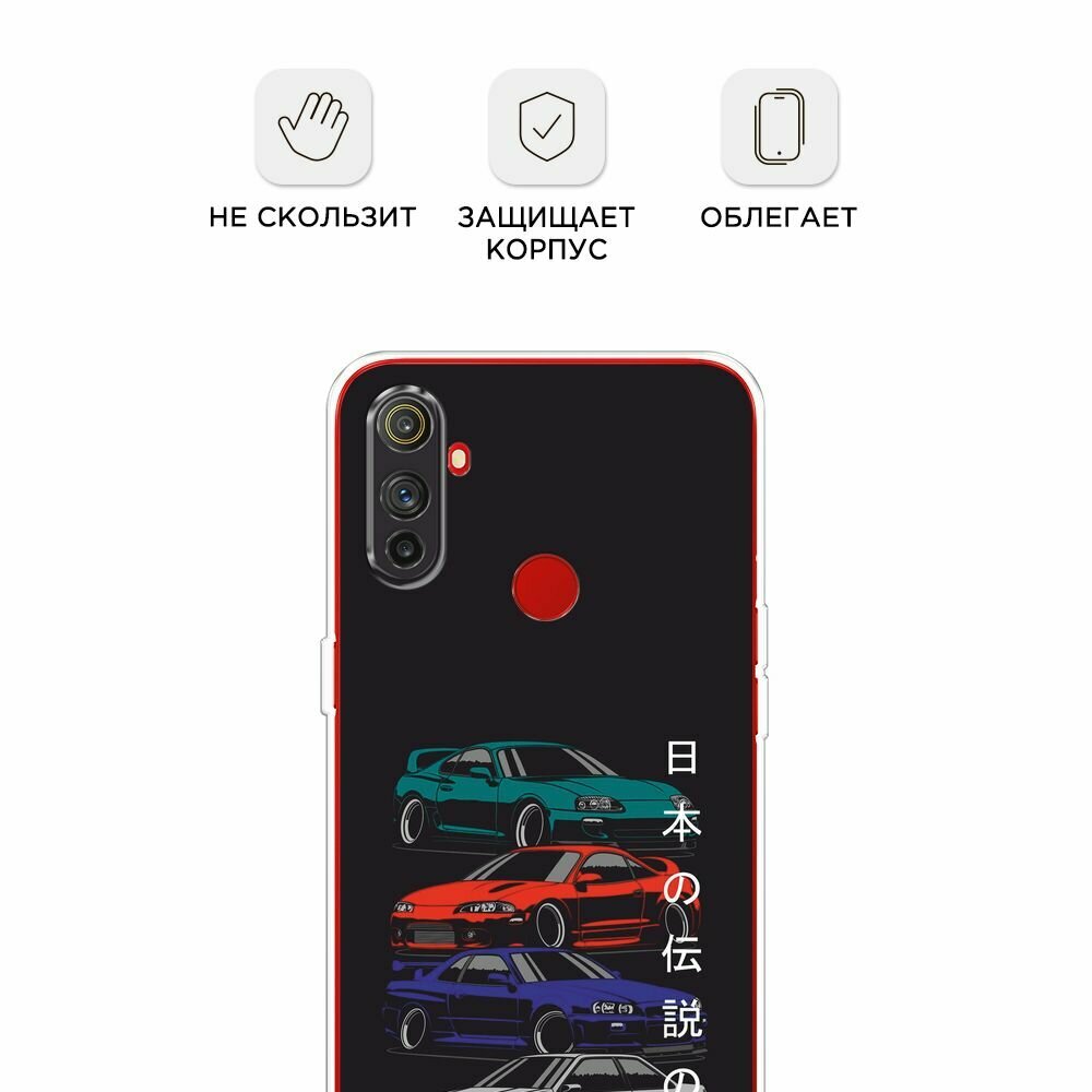 Силиконовый чехол на Realme C3 / Реалми C3 с принтом "JDM Legend cars" — фото 1