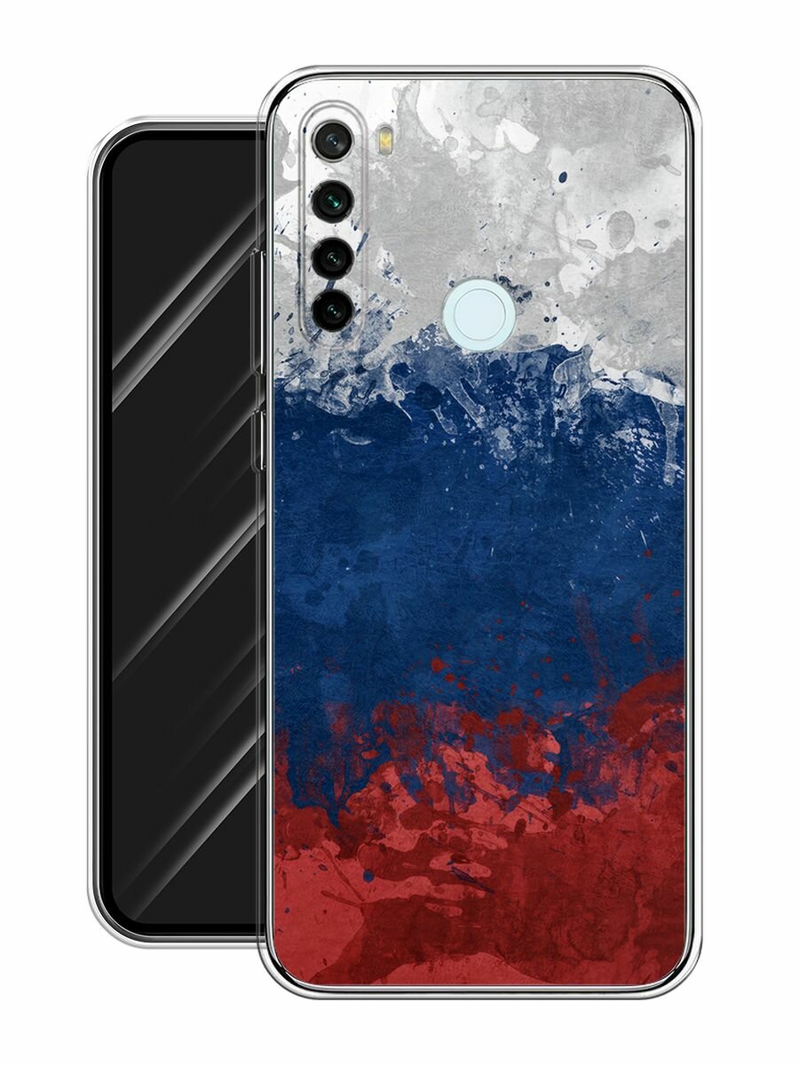 Чехол на Xiaomi Redmi Note 8T / Сяоми Редми Нот 8Т с принтом "Флаг России неровный" — фото 1