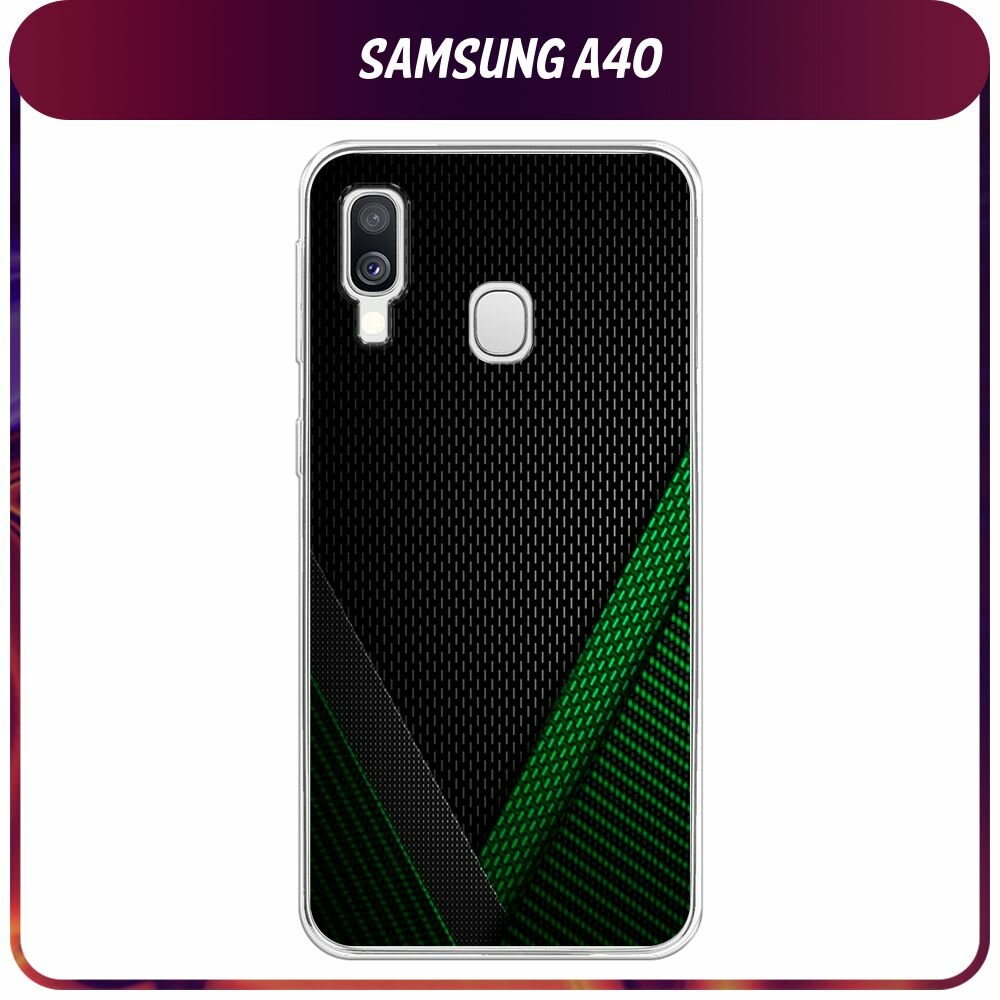 Чехол на Samsung Galaxy A40 / Самсунг Галакси А40 с принтом "Зеленый карбон"