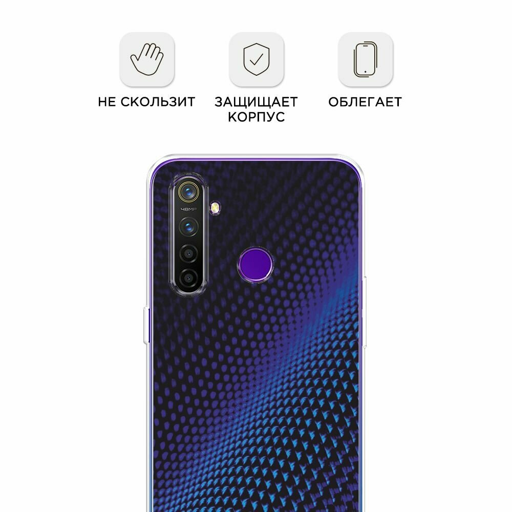 Чехол на Realme 5 Pro / Реалми 5 Про с принтом "Синий карбон" — фото 1