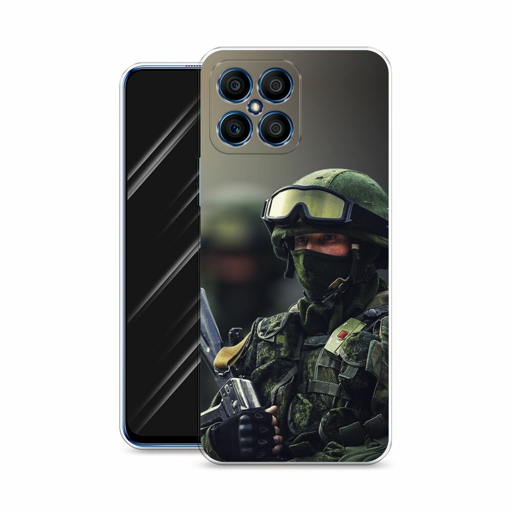 Силиконовый чехол на Honor X8 / Хуавей X8 с принтом "Солдат" — фото 1