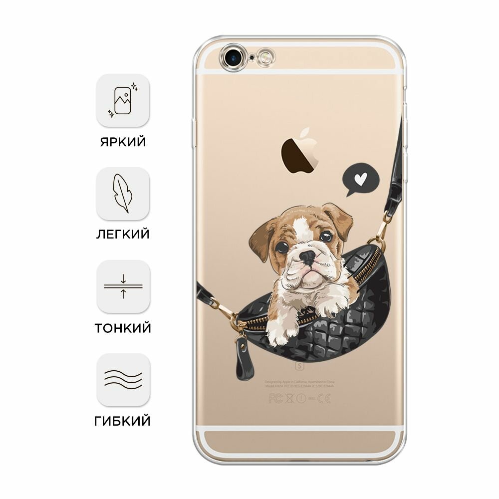 Чехол на Apple iPhone 6 Plus/6S Plus / Айфон 6 Плюс/Айфон 6С Плюс с принтом Dog in the bag, прозрачный — фото 1