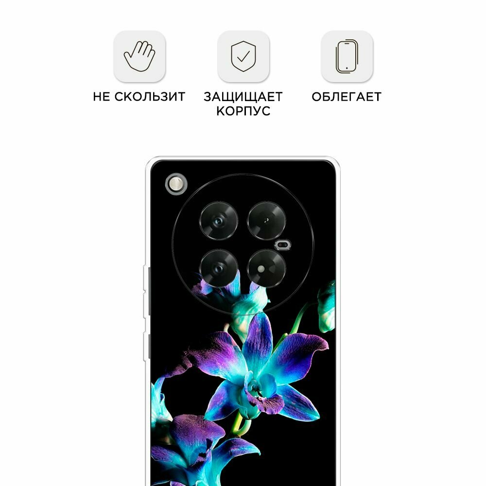 Чехол на Infinix Zero 40 5G / Инфиникс Зеро 40 5G с принтом "Синий цветок на черном" — фото 1