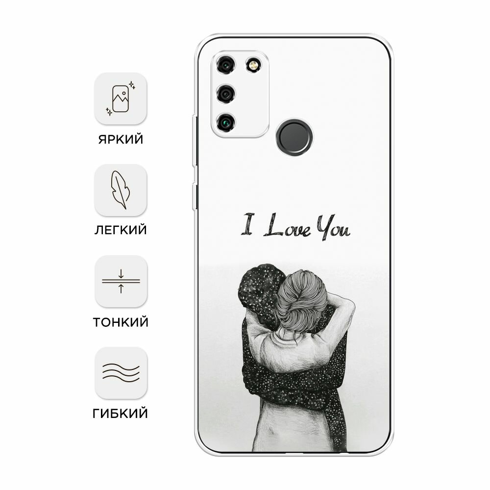 Силиконовый чехол на Honor 9A / Хонор 9А с принтом I love you 1 — фото 1