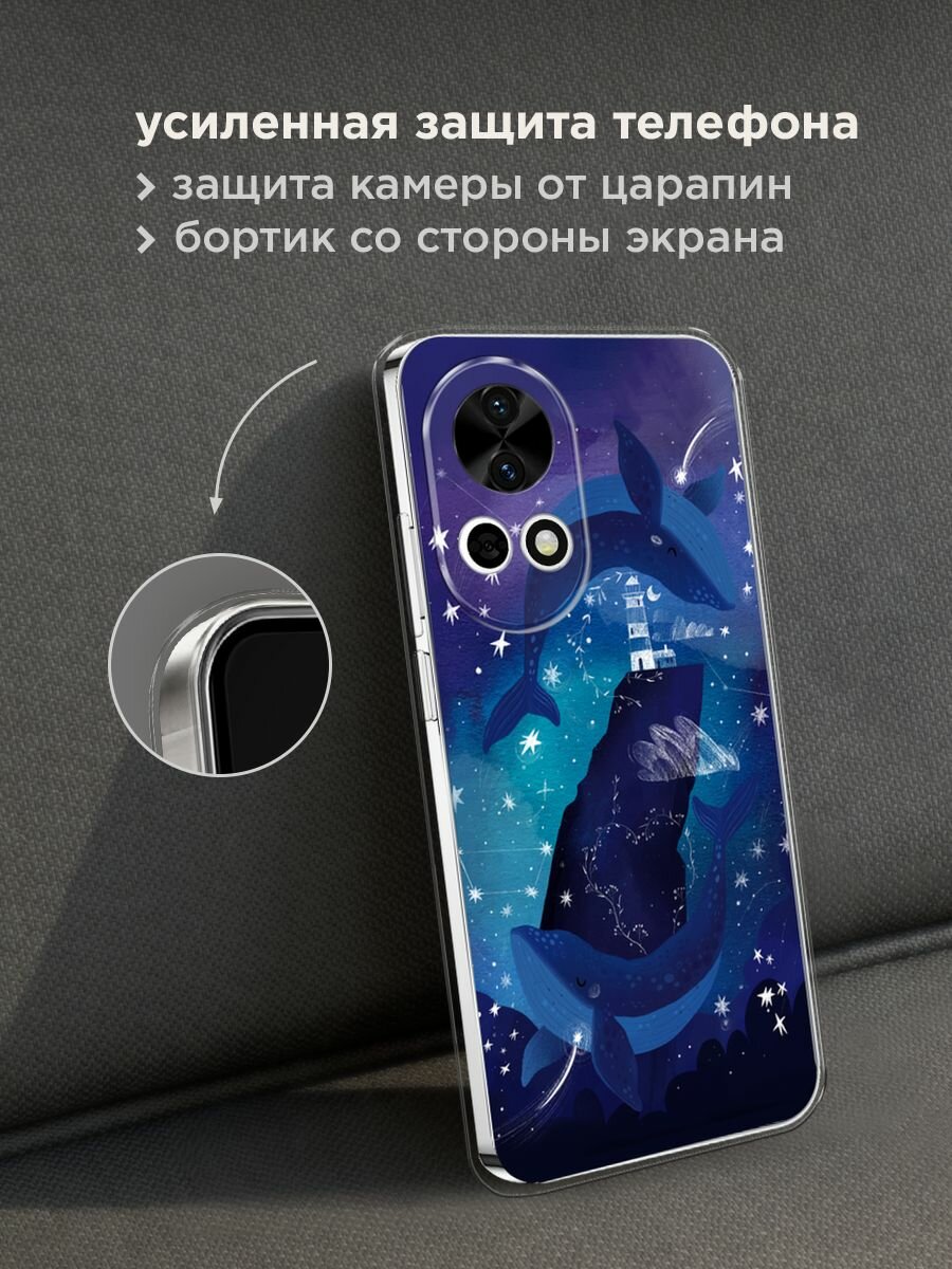Чехол на Huawei Nova 12/Nova13 / Хуавей Нова 12/Нова 13 с принтом "Ночные киты" — фото 1