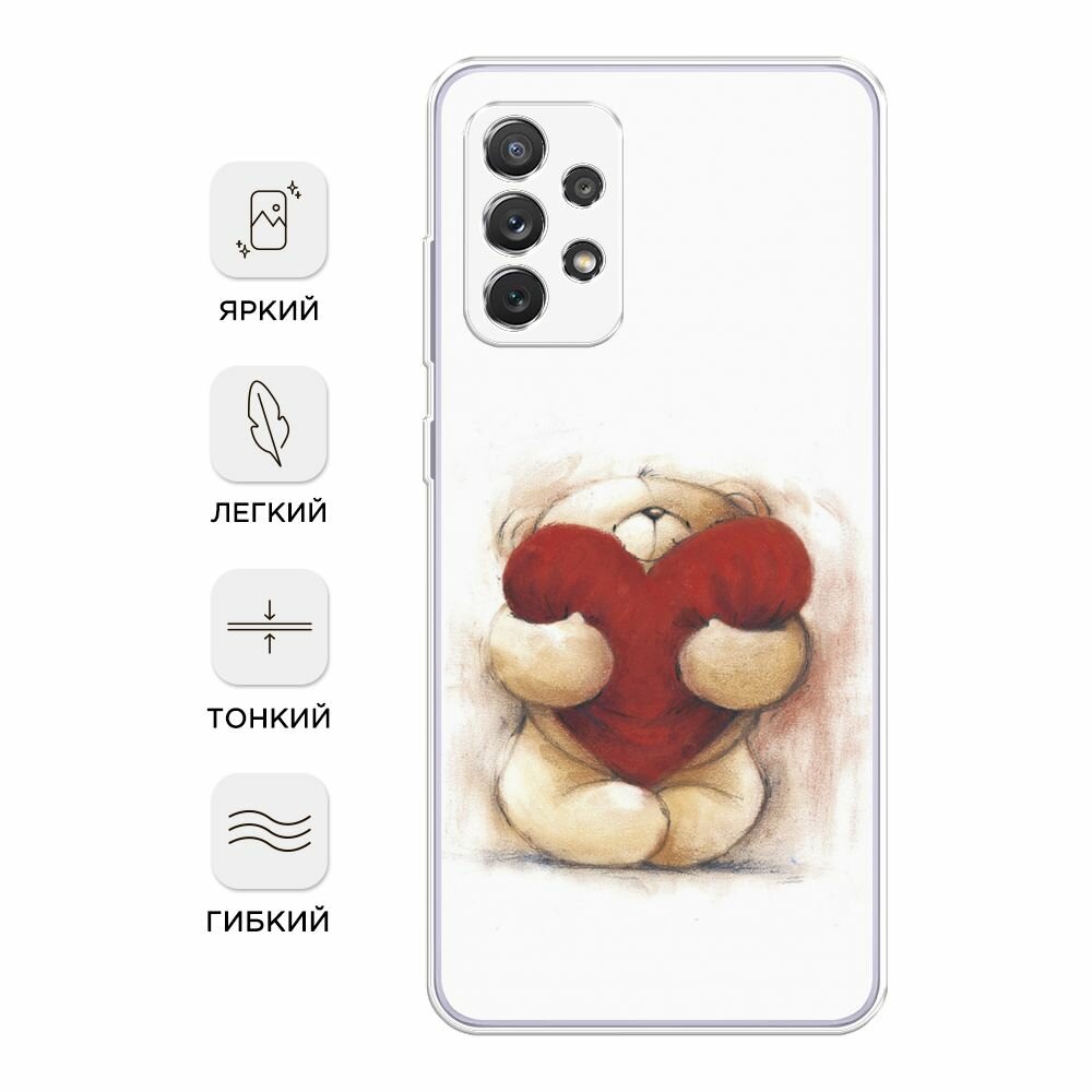 Чехол на Samsung Galaxy A73 / Самсунг Галакси А73 с принтом "Мишка с сердцем 1" — фото 1
