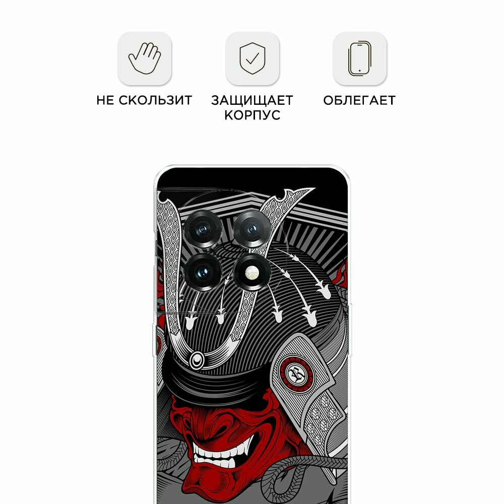 Чехол на OnePlus 11 / Ван Плас 11 с принтом "Красная маска самурая" — фото 1