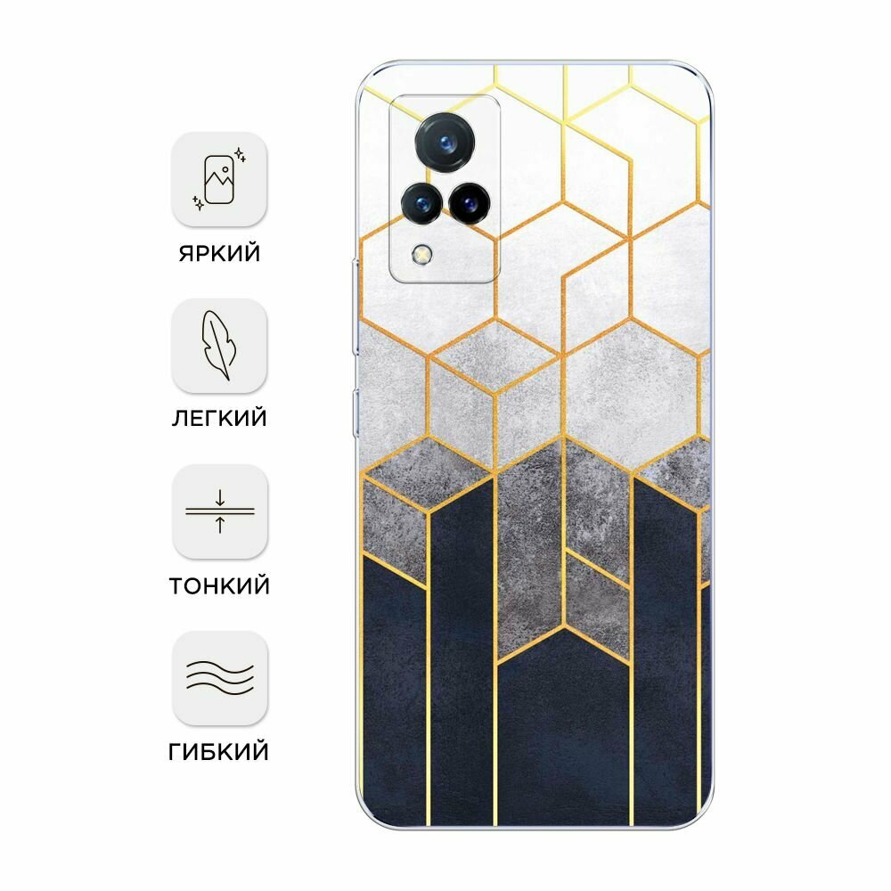 Чехол на Vivo V21 / Виво V21 с принтом "Черно-белая мозаика" — фото 1