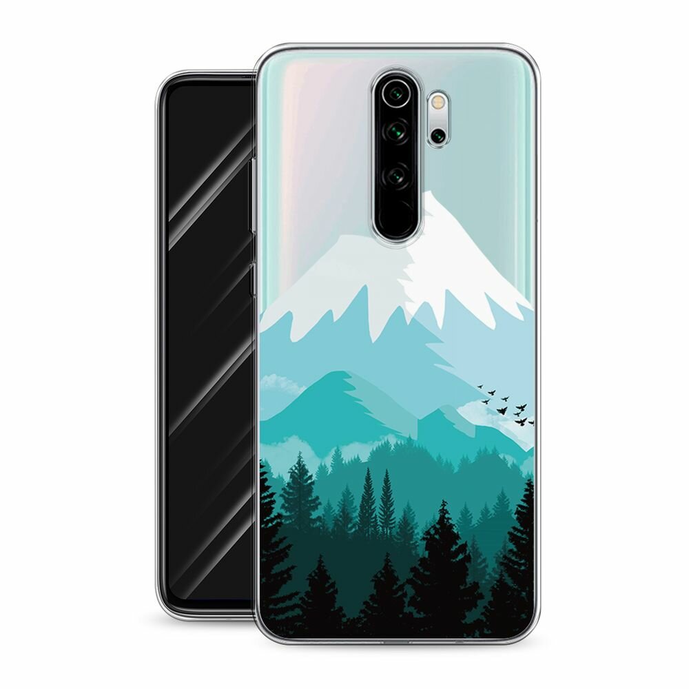 Чехол на Xiaomi Redmi Note 8 Pro / Сяоми Редми Нот 8 Про с принтом "Синяя снежная гора", прозрачный — фото 1