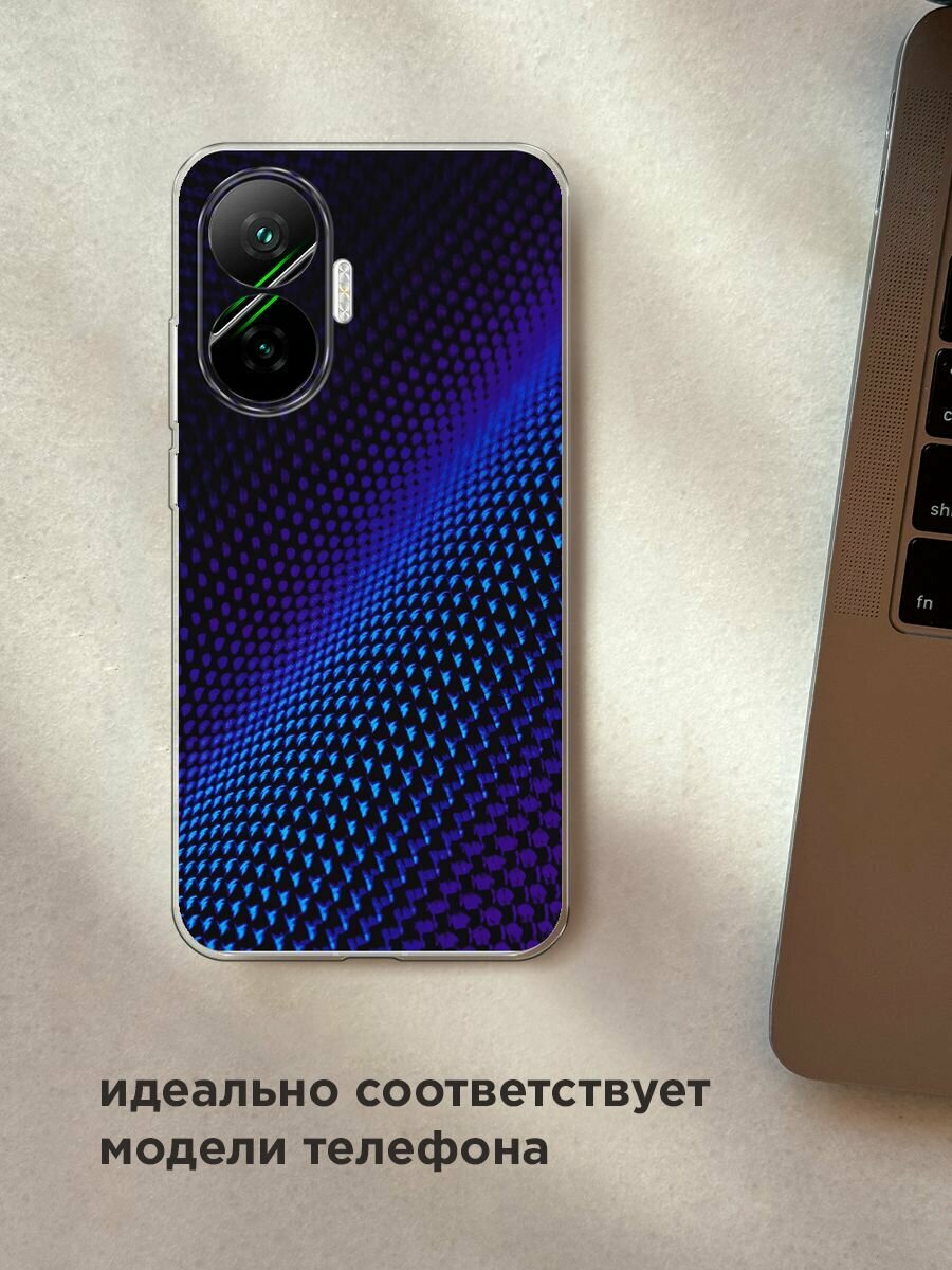 Силиконовый чехол на Poco F7 / Поко F7 с принтом "Синий карбон" — фото 1