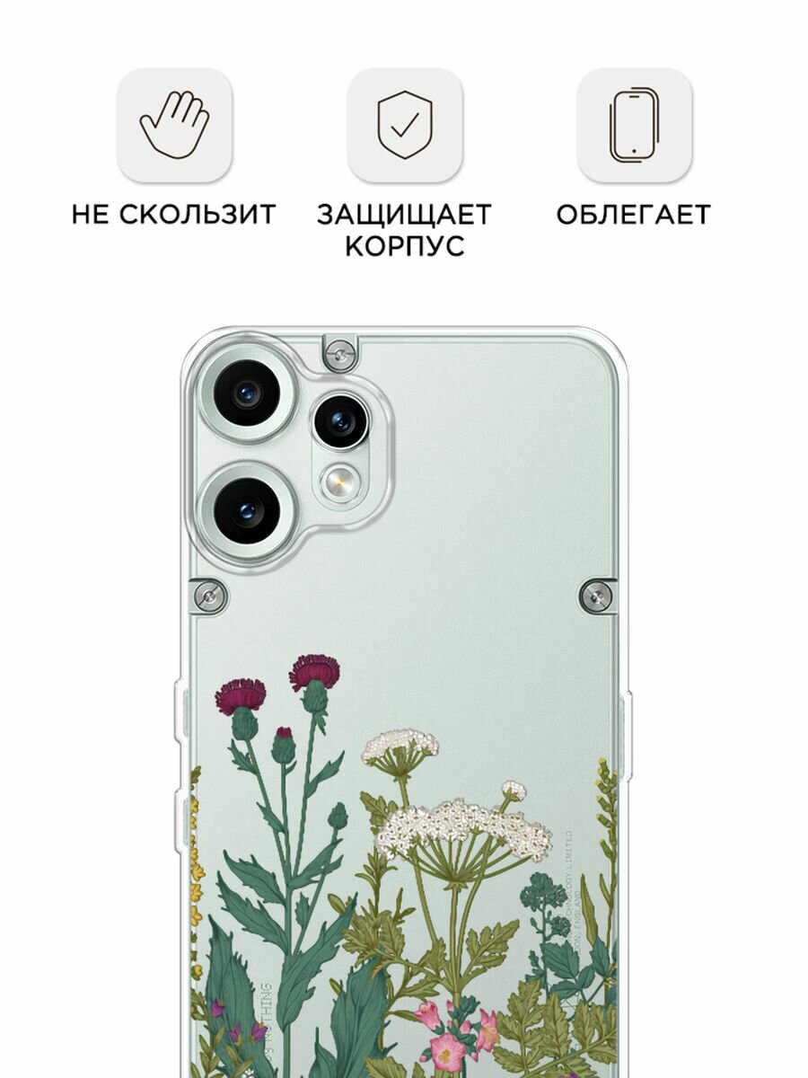 Чехол на CMF Phone 2 Pro / CMF Фон 2 Про с принтом "Дикие полевые цветы", прозрачный — фото 1
