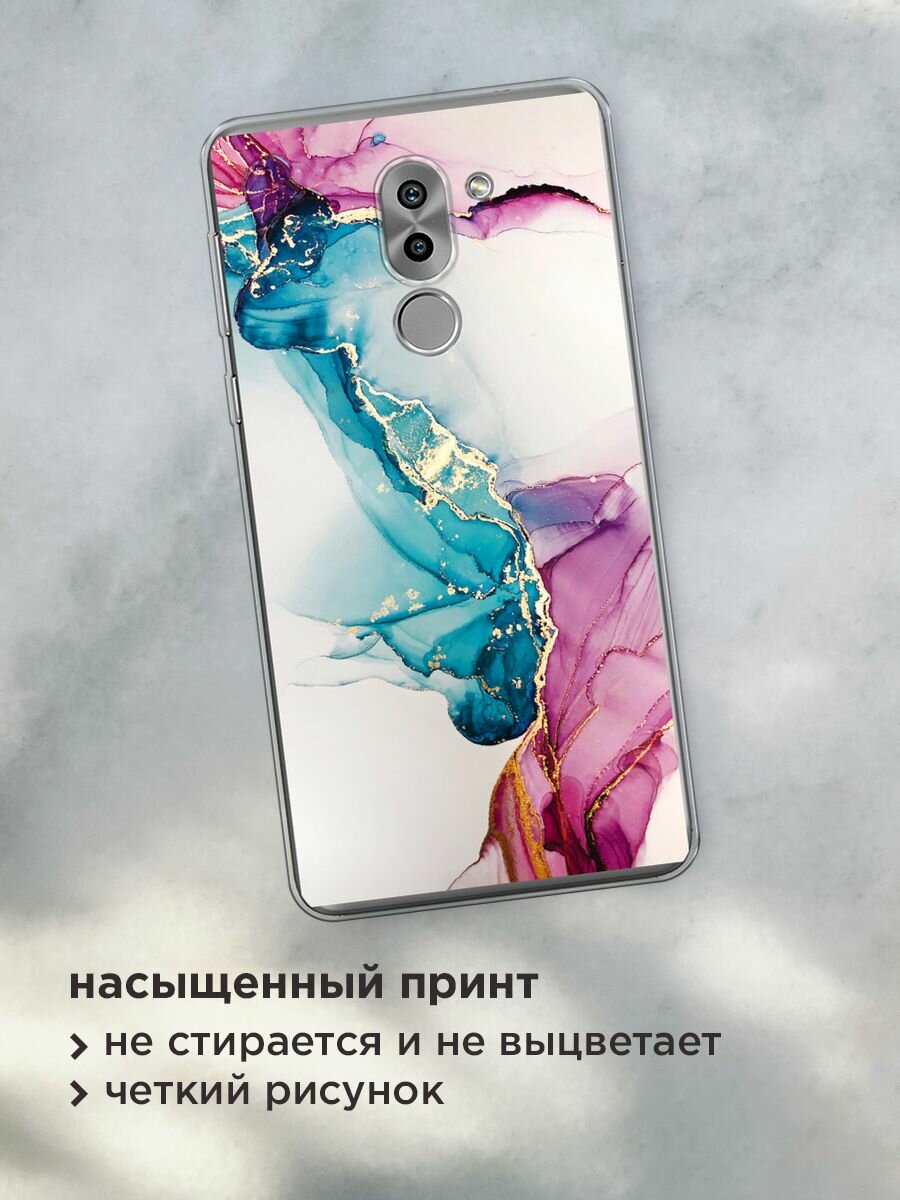 Чехол на Honor 6X / Хонор 6Х с принтом "Розовые разводы рисунок" — фото 1