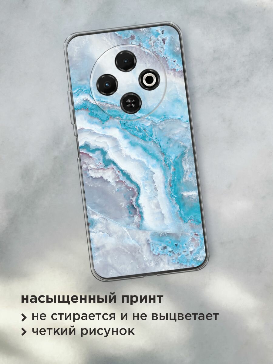 Чехол на Tecno Spark 30C / Текно Спарк 30C с принтом "Нежно-голубой мрамор" — фото 1