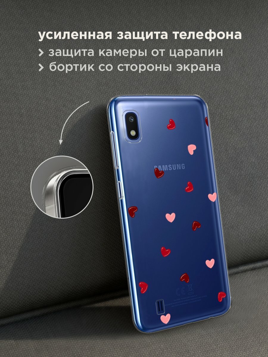 Чехол на Samsung Galaxy A10 / Самсунг Галакси А10 с принтом "Бордовые сердечки 2" — фото 1