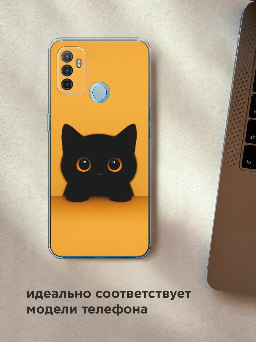 Силиконовый чехол на Oppo A53 / Оппо А53 с принтом "Контрастный котик" — фото 1