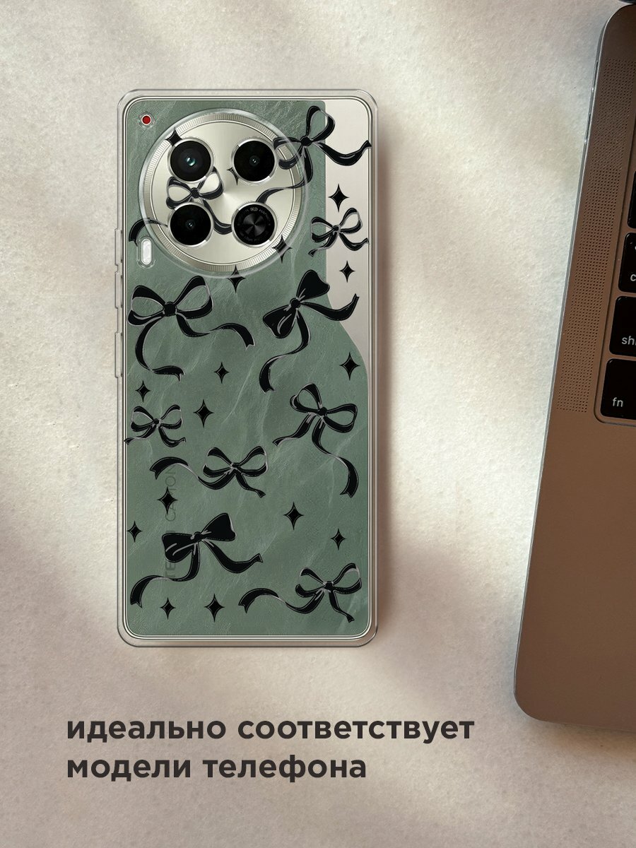 Чехол на Tecno Camon 30 5G / Текно Камон 30 5G с принтом "Милые чёрные бантики 4" — фото 1