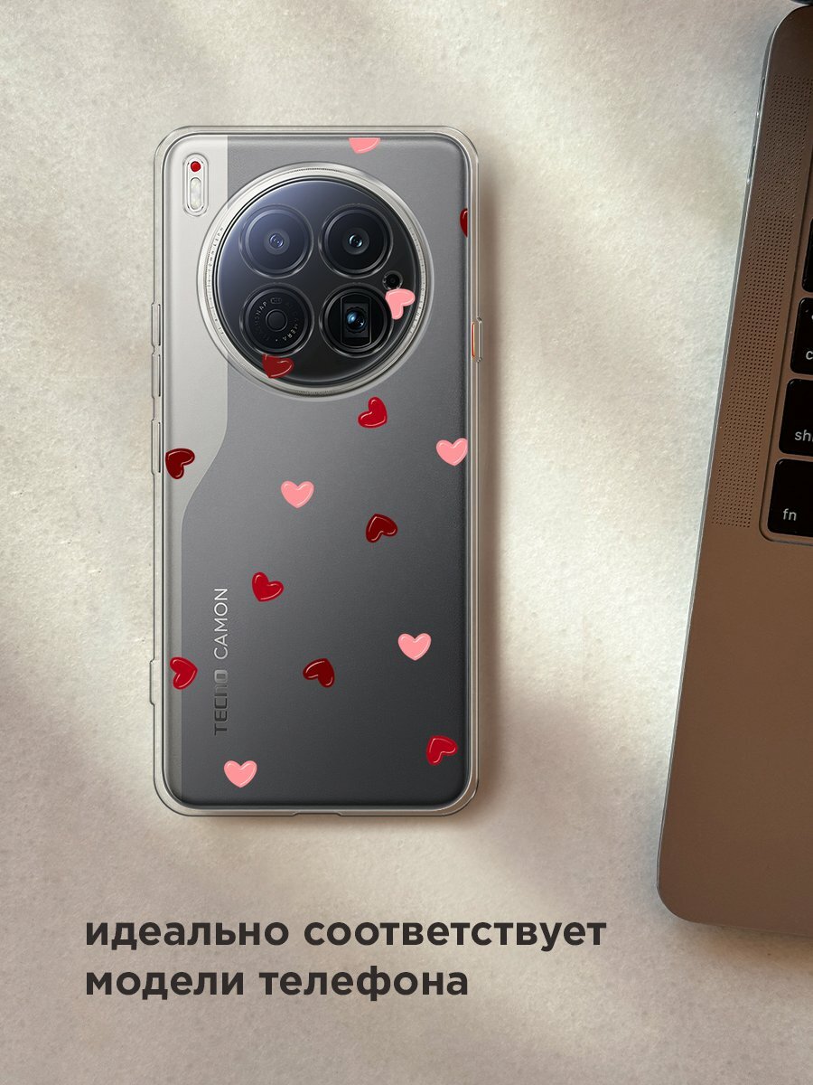 Чехол на Tecno Camon 40 Premier / Текно Камон 40 Премьер с принтом "Бордовые сердечки 2" — фото 1