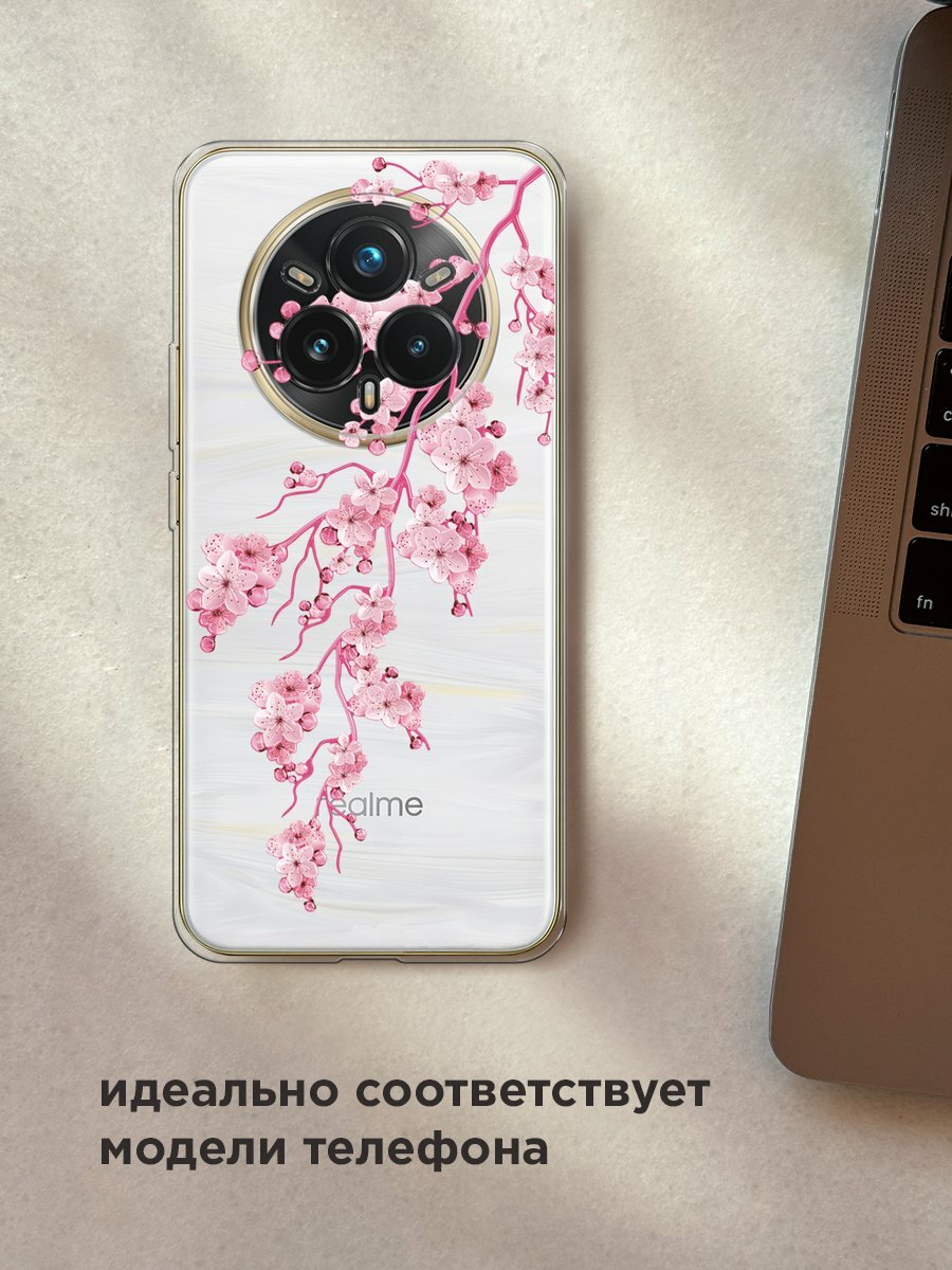 Чехол на Realme 14 Pro+ / Реалми 14 Про+ с принтом "Ветка сакуры 2" — фото 1