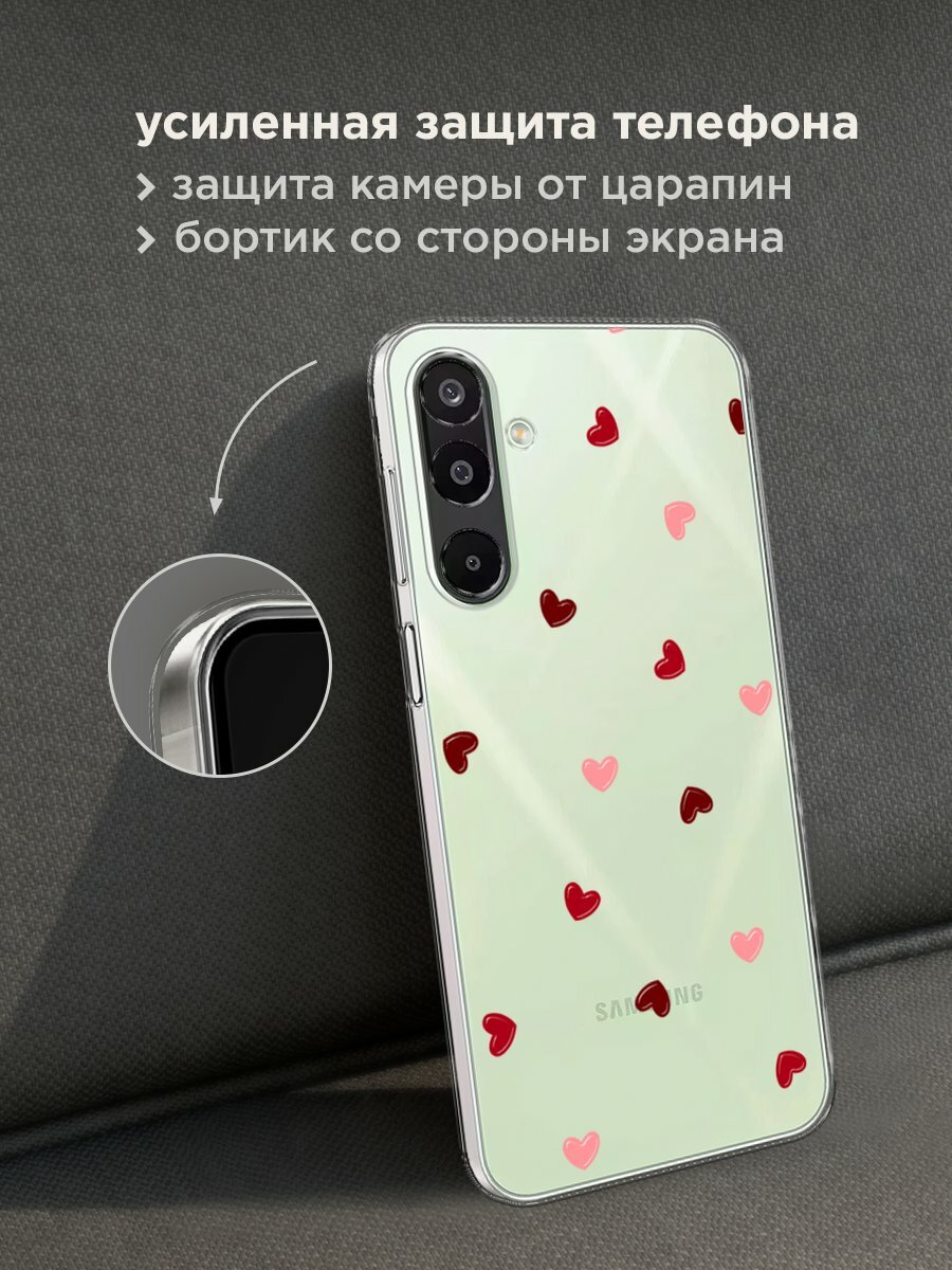 Чехол на Samsung Galaxy M16 / Самсунг Галакси М16 с принтом "Бордовые сердечки 2" — фото 1