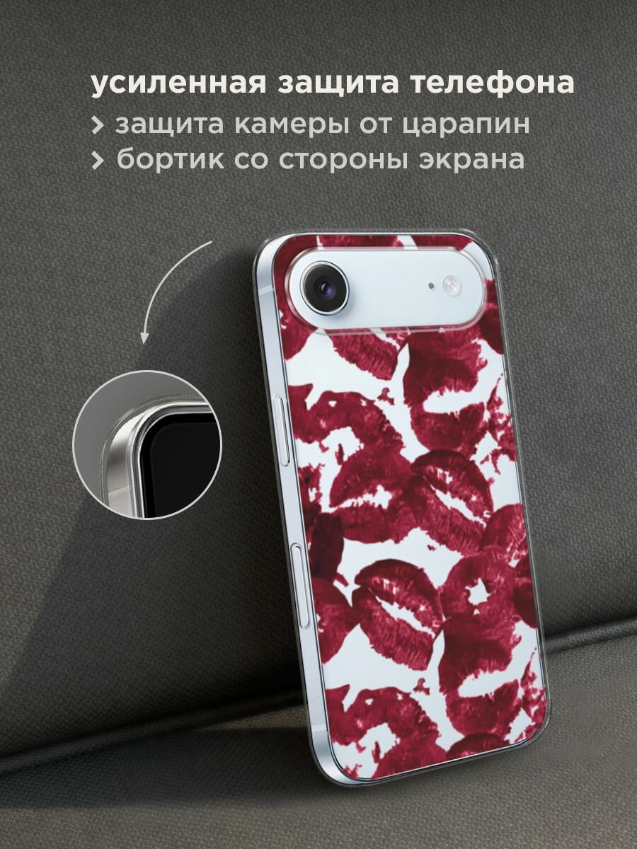 Чехол на Apple iPhone Air / Айфон Айр с принтом "Помада паттерн 2", прозрачный — фото 1