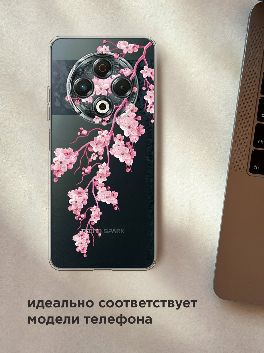 Чехол на Tecno Spark 30 / Текно Спарк 30 с принтом "Ветка сакуры 2" — фото 1