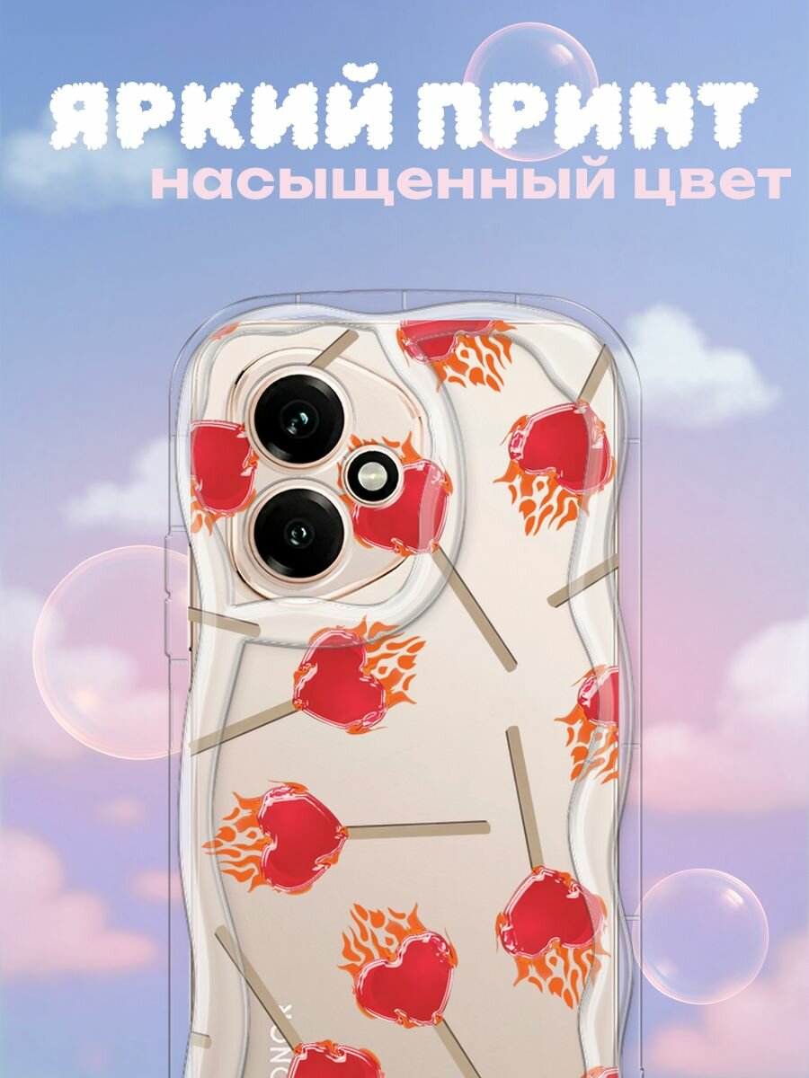 Чехол на Honor 400 / Хонор 400 с принтом Горящие леденцы 2, прозрачный — фото 1