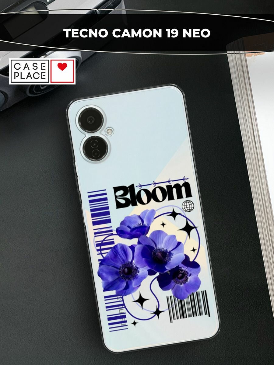 Чехол на Tecno Camon 19 Neo / Техно Камон 19 Нео с принтом "Завораживающие анемоны", прозрачный
