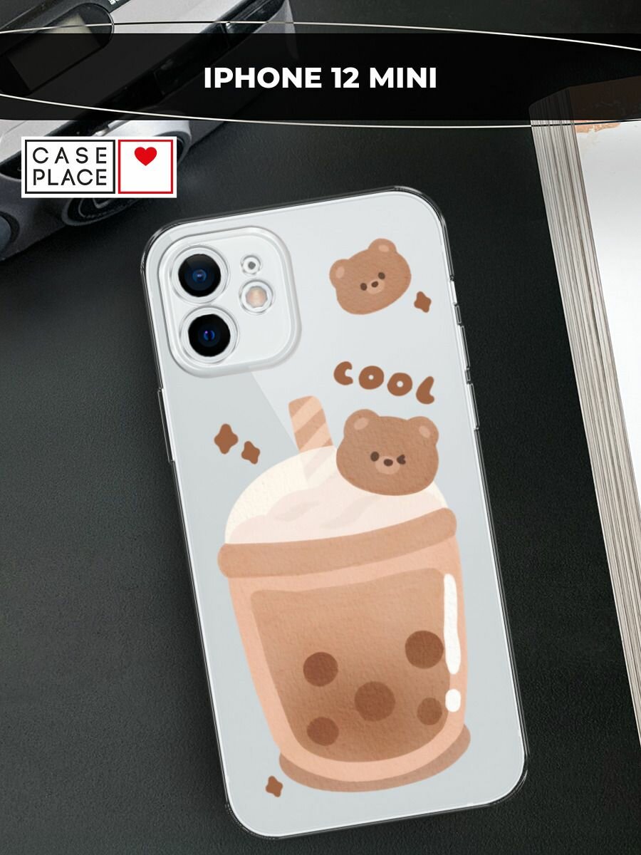 Чехол на Apple iPhone 12 mini / Айфон 12 Мини с принтом "Кофе 2", прозрачный