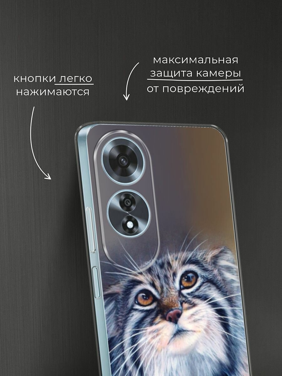 Силиконовый чехол на Oppo A60 / Оппо А60 с принтом "Кот манул 2" — фото 1