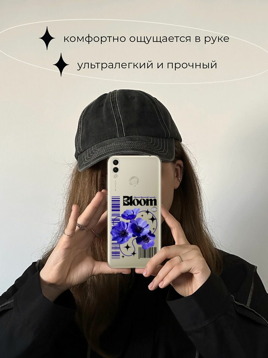 Чехол на Honor 8C / Хонор 8С с принтом "Завораживающие анемоны", прозрачный — фото 1