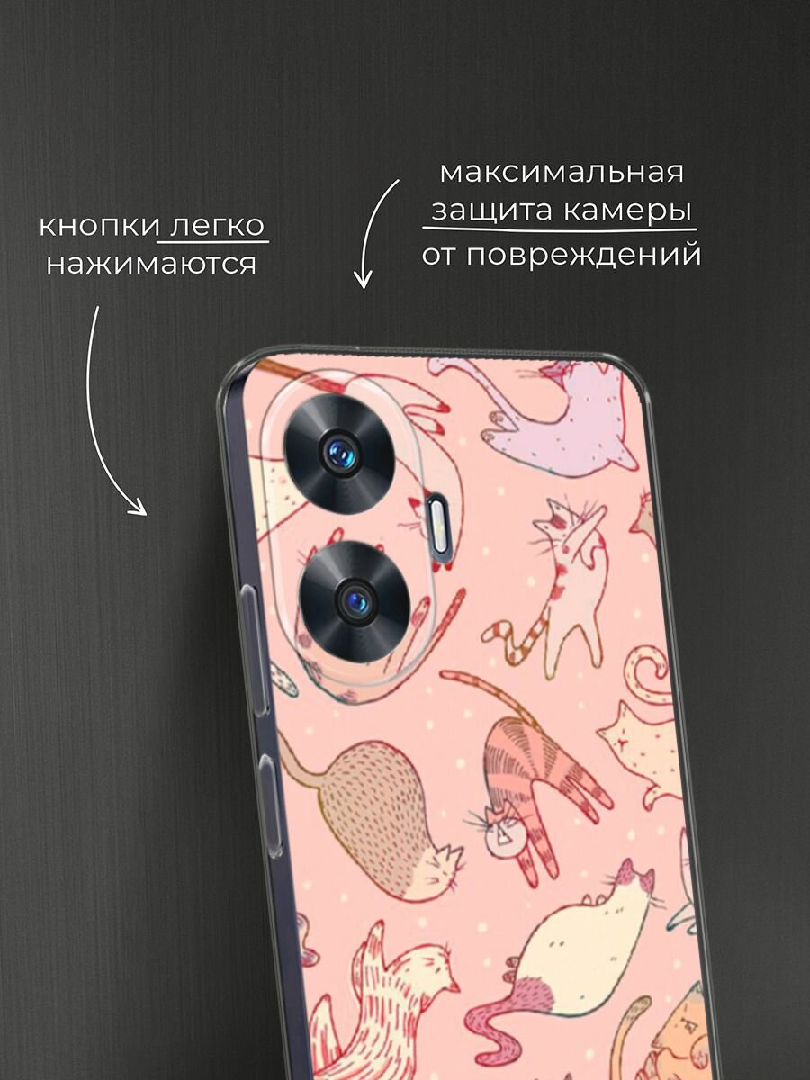 Чехол на Realme C55 / Реалми C55 с принтом "Розовое счастье" — фото 1