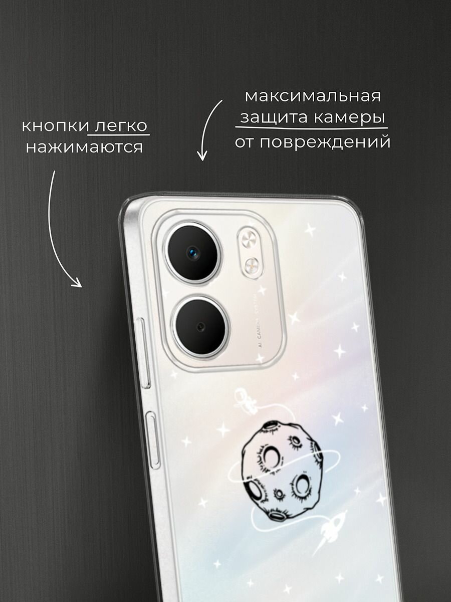 Чехол на Oppo A5x / Оппо А5x с принтом "Полет вокруг луны", прозрачный — фото 1
